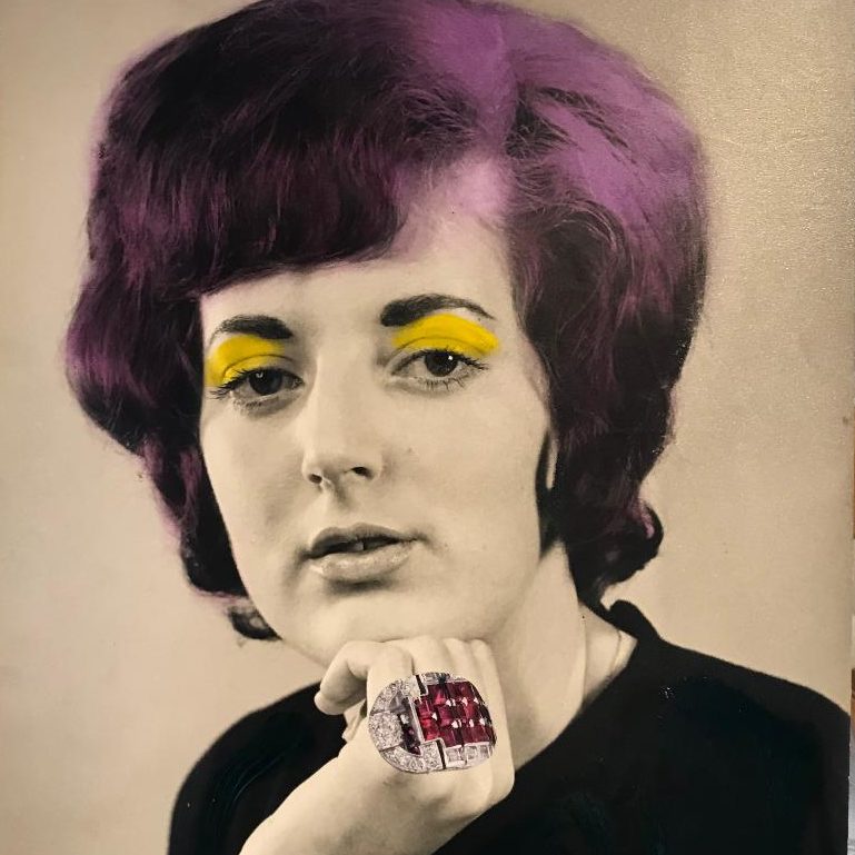 Daphne: mixed media on original 1960s photographic portrait. Fabulous!